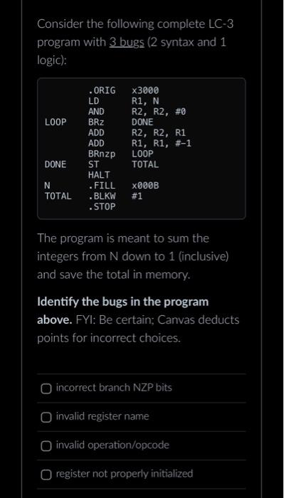 Consider the following complete LC-3 program with 3 | Chegg.com