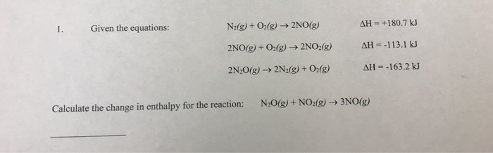 Solved N2(g)+ O2(g)2NO(g) Given the equations: 1 AH +180.7 | Chegg.com