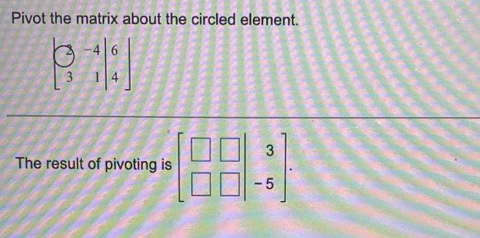 Solved Pivot the matrix about the circled element. -46 11 : | Chegg.com