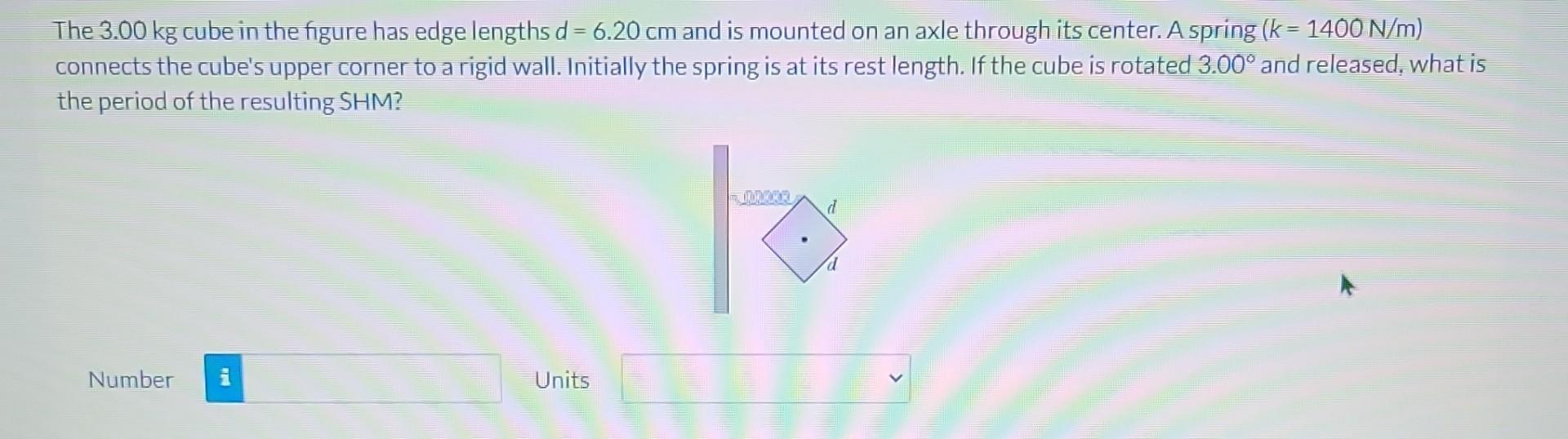 Solved The 3.00 kg cube in the figure has edge lengths | Chegg.com