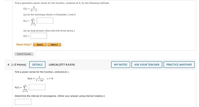 Solved Find a geometric power series for the function, | Chegg.com