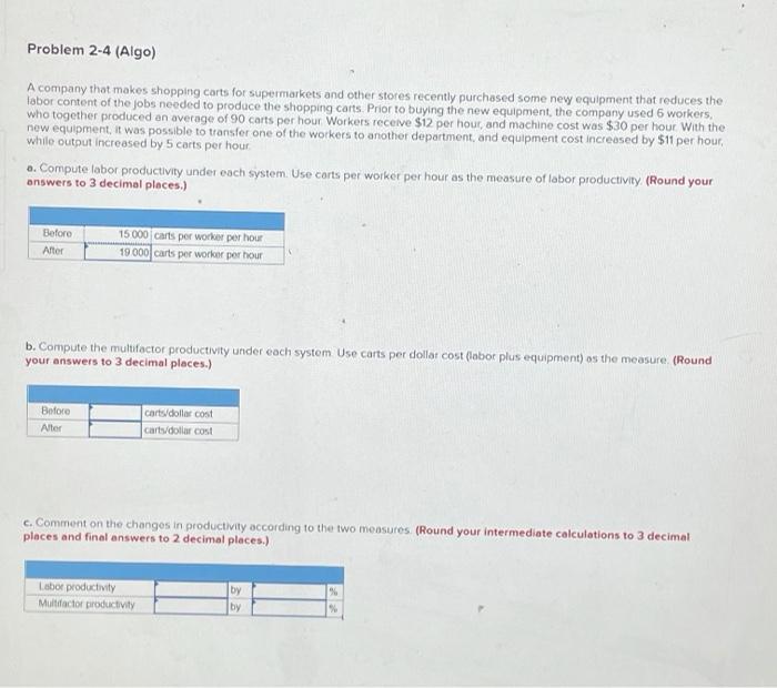 Solved Problem 2-4 (Algo) A company that makes shopping | Chegg.com
