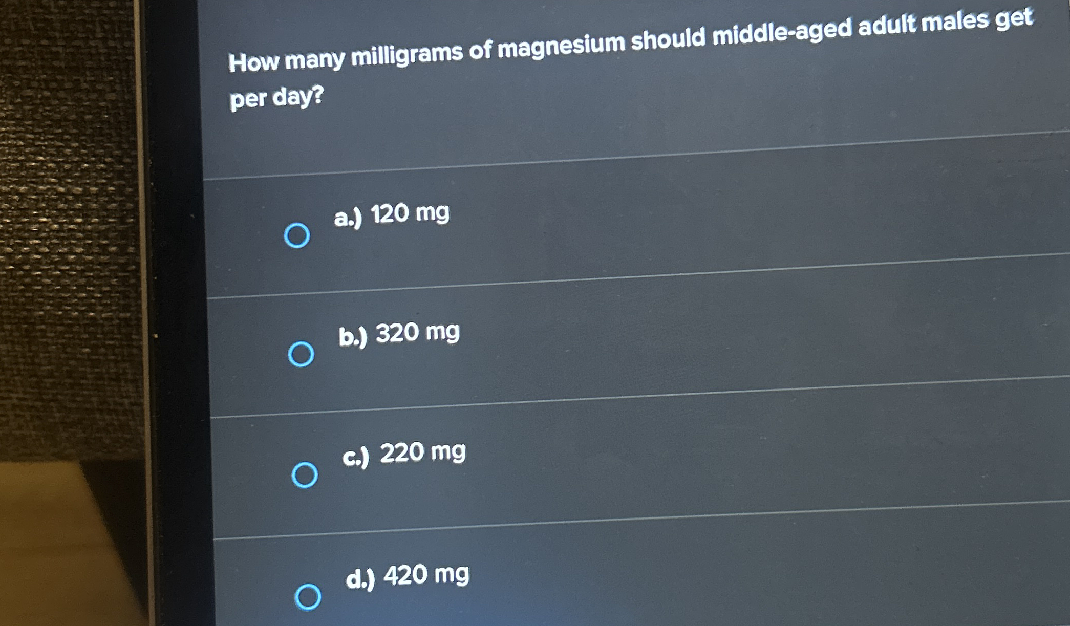 How many milligrams of magnesium should middle-aged | Chegg.com