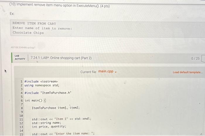 Solved 1.24 LAB*: Unlıne shopping cart (Part 2) This program | Chegg.com