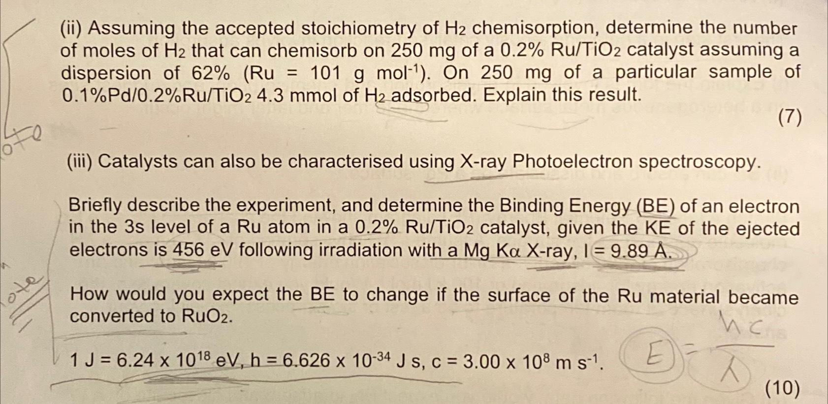 Solved (ii) ﻿Assuming the accepted stoichiometry of H2 | Chegg.com
