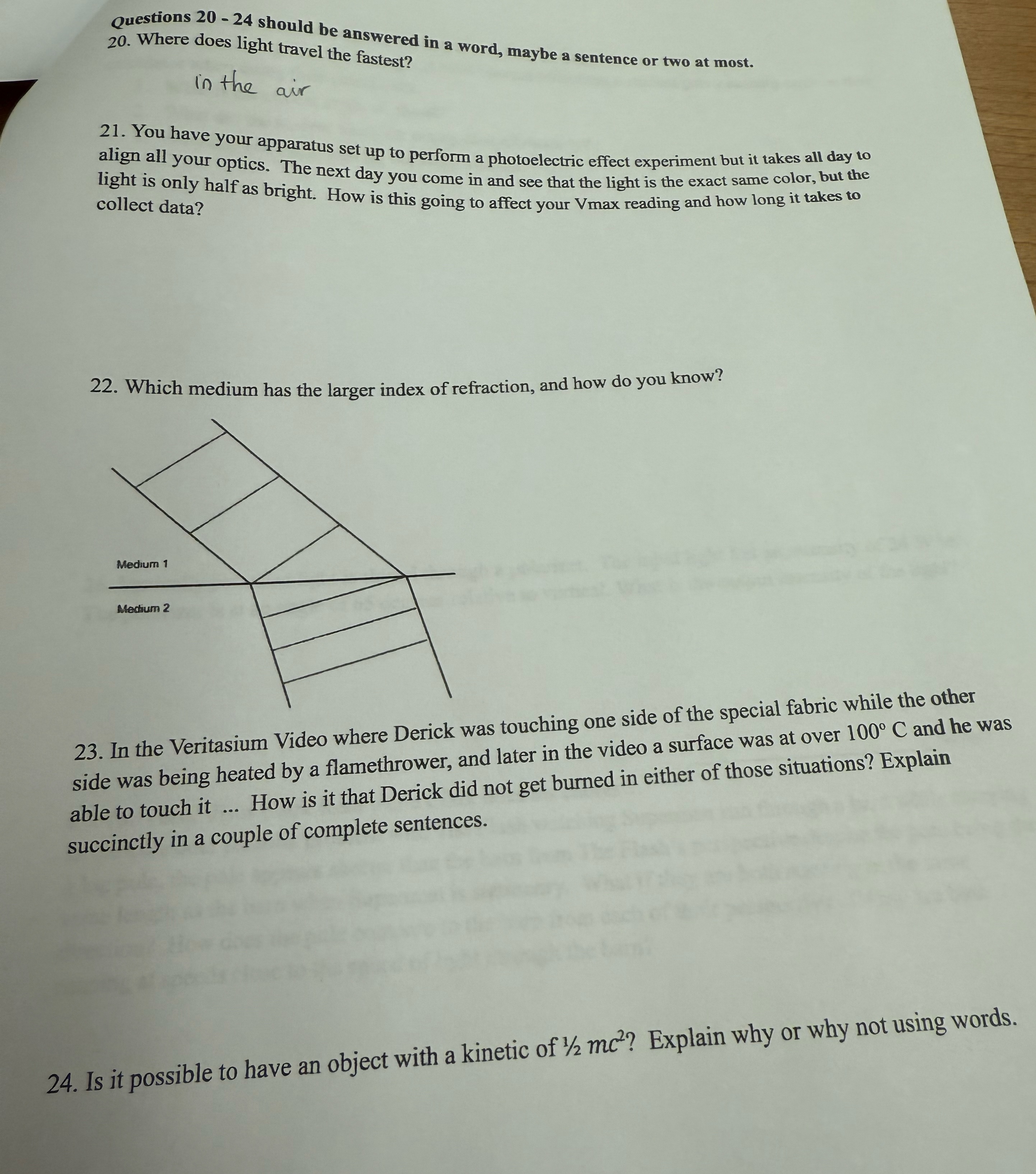 Solved Questions 20 - 24 ﻿should be answered in a word, | Chegg.com
