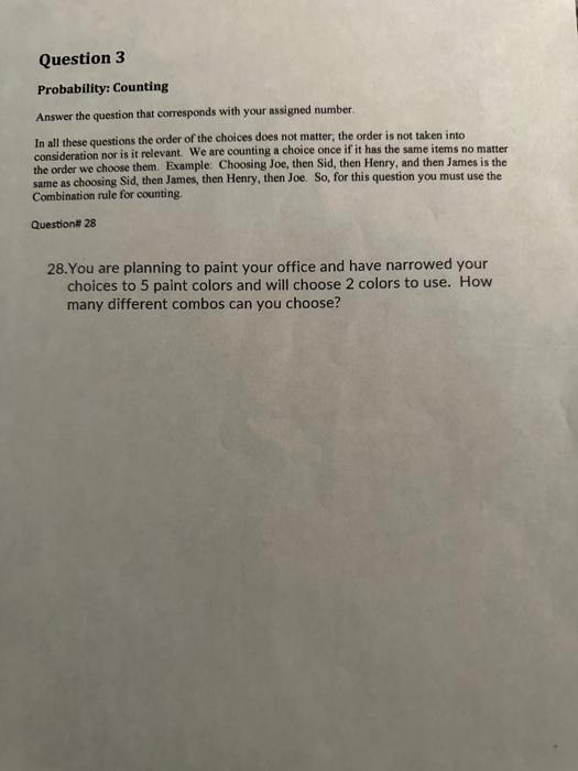 Solved Probability: Counting Answer the question that | Chegg.com