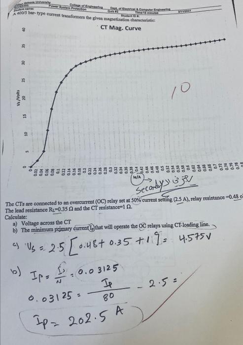 Solved The CTs are connected to an overcurrent (OC) relay | Chegg.com