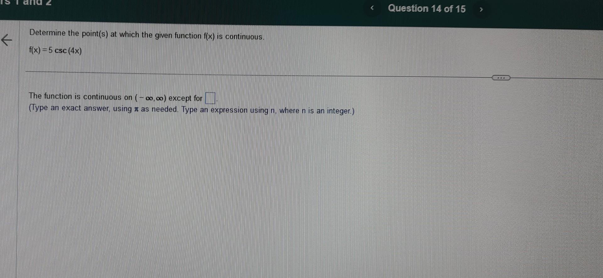 Solved Determine the point(s) at which the given function | Chegg.com