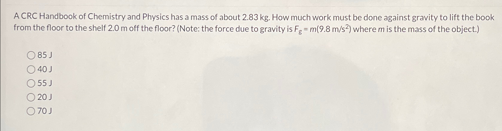 Solved A CRC Handbook of Chemistry and Physics has a mass of | Chegg.com