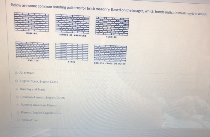Solved Below are some common bonding patterns for brick | Chegg.com