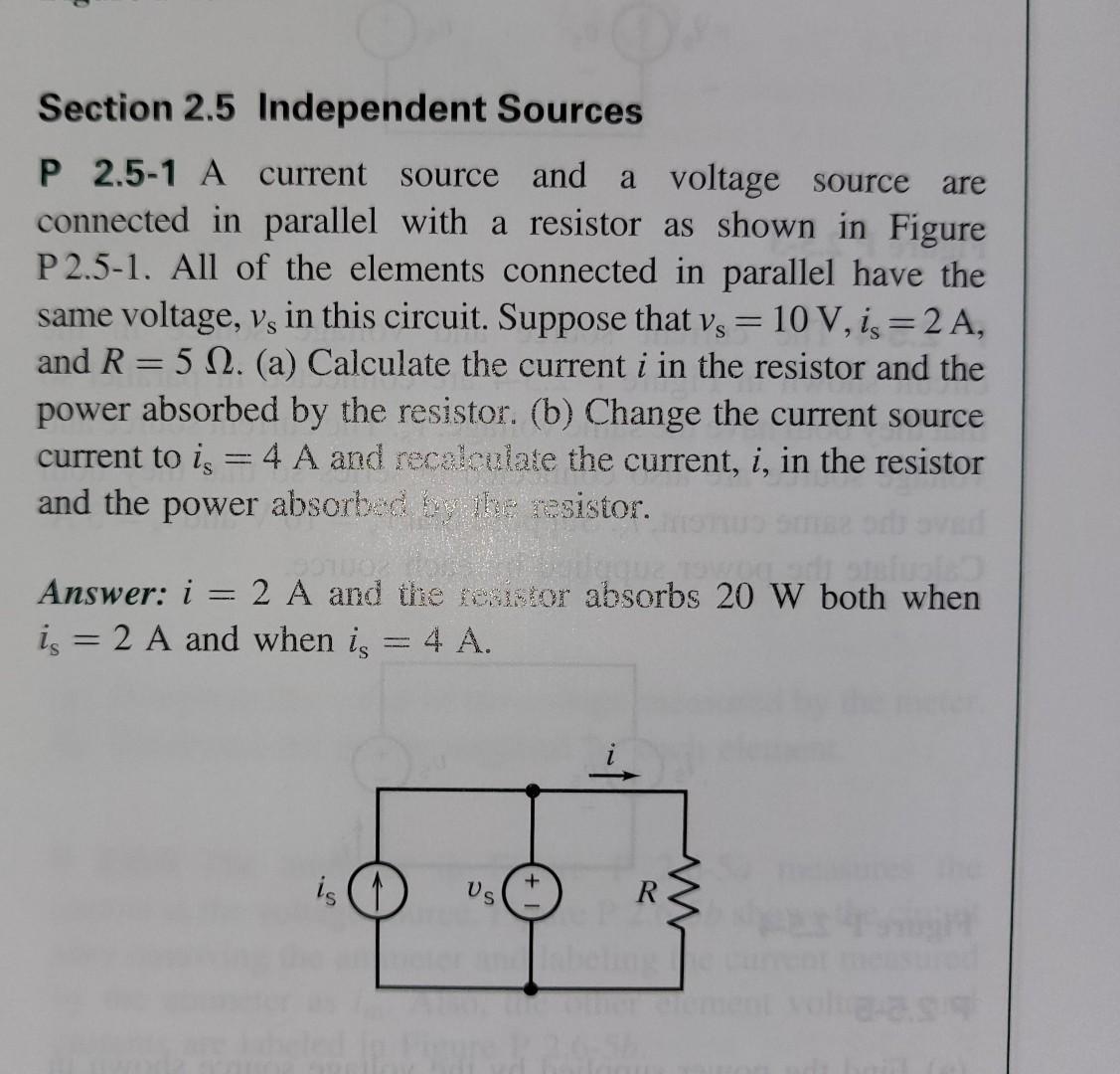 Solved Section 2.5 Independent Sources P 2.5-1 A current | Chegg.com