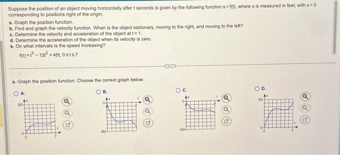 Solved Suppose the position of an object moving horizontally | Chegg.com