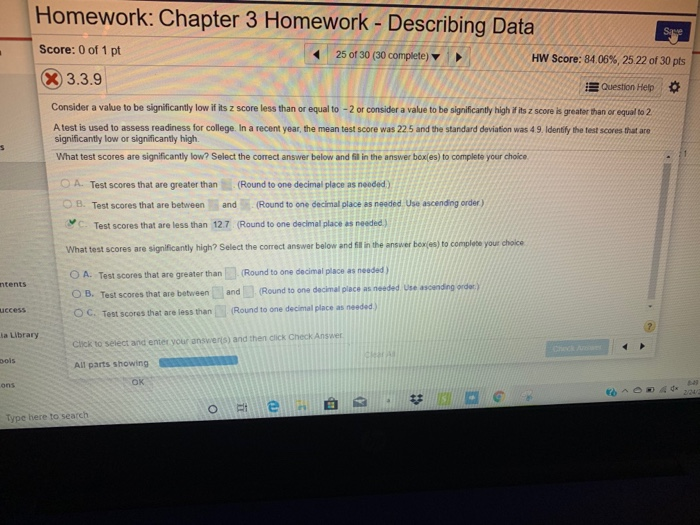 Solved Homework: Chapter 3 Homework - Describing Data Same | Chegg.com