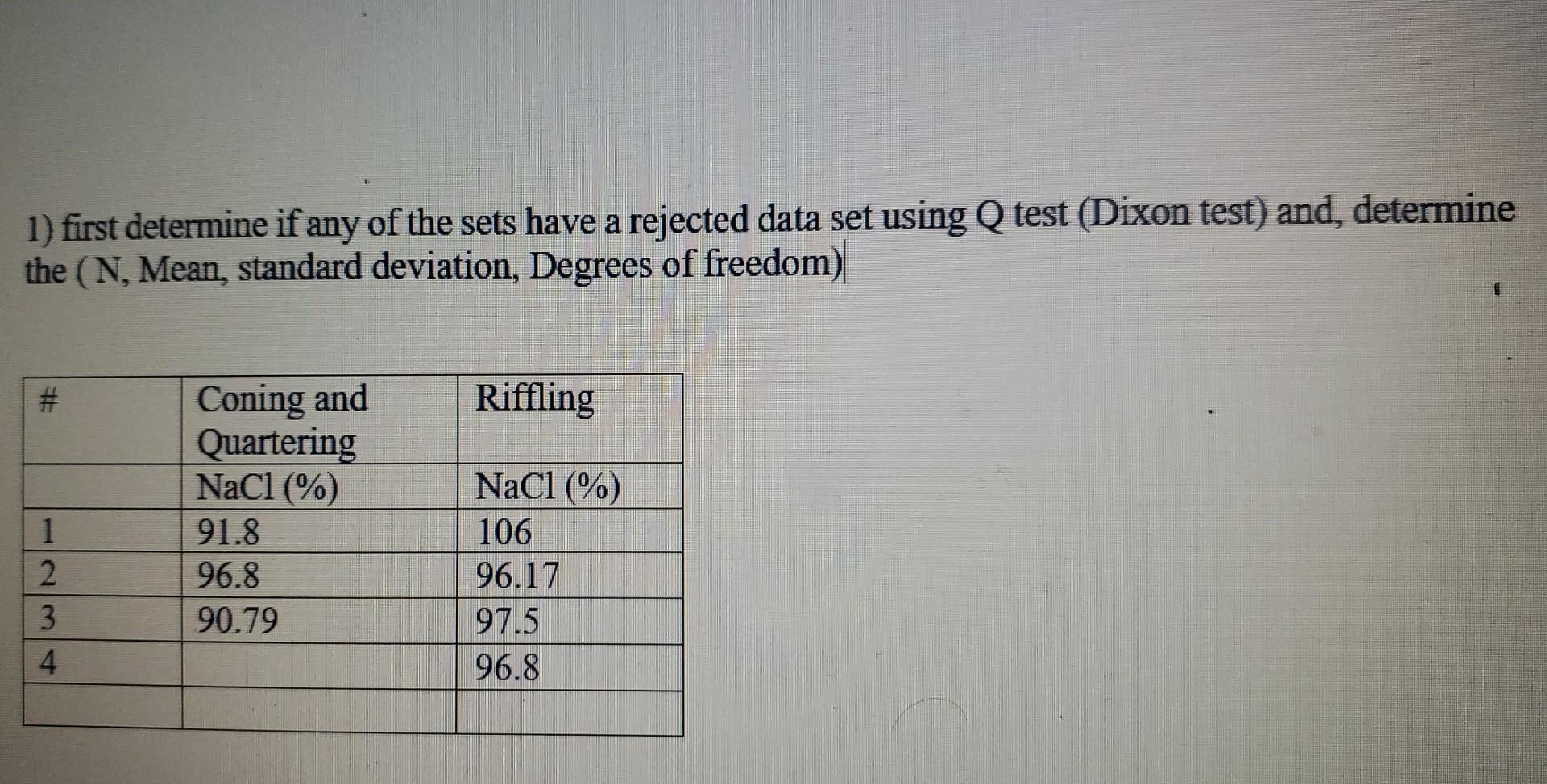 Solved 1) first determine if any of the sets have a rejected | Chegg.com