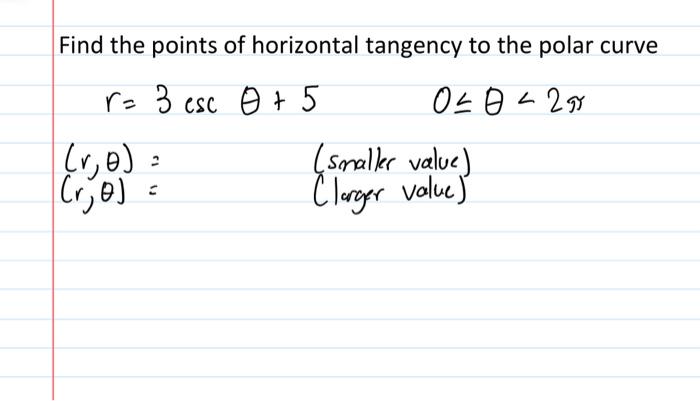 Solved Find the points of horizontal tangency to the polar | Chegg.com