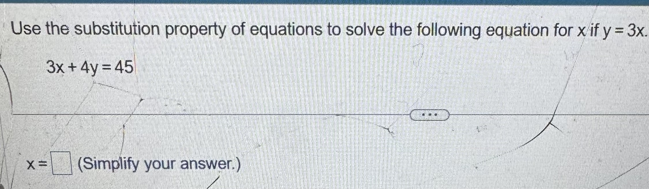 Solved Use the substitution property of equations to solve | Chegg.com