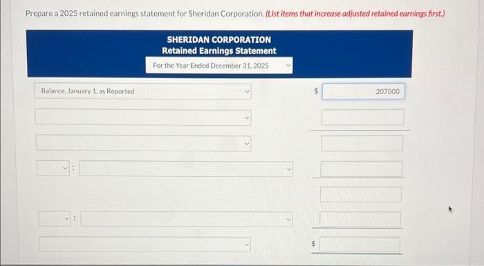Solved Sheridan Corporation began operations on January 1, | Chegg.com