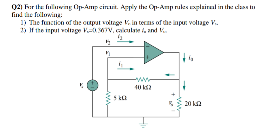 Solved Q2) For the following Op-Amp circuit. Apply the | Chegg.com