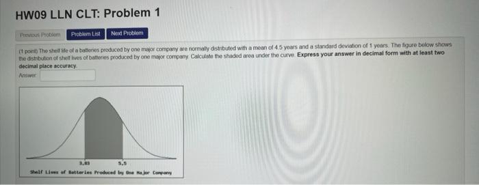 Solved HW09 LLN CLT: Problem 1 Previous Prottom Problem List | Chegg.com
