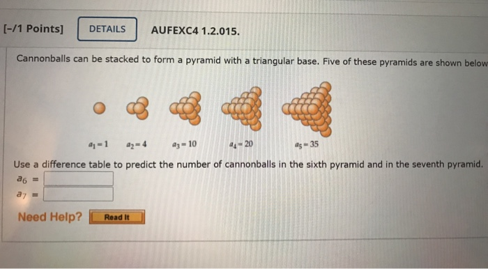 Solved (-/1 Points] DETAILS AUFEXC4 1.2.015. Cannonballs can | Chegg.com