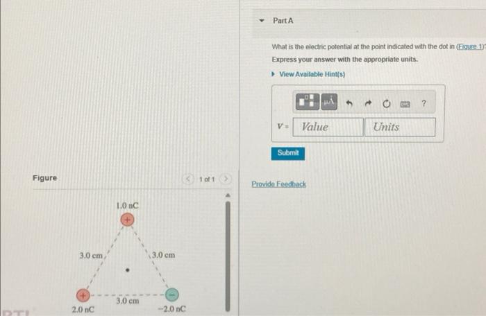 Solved What is the eiectric potential at the point indicated | Chegg.com