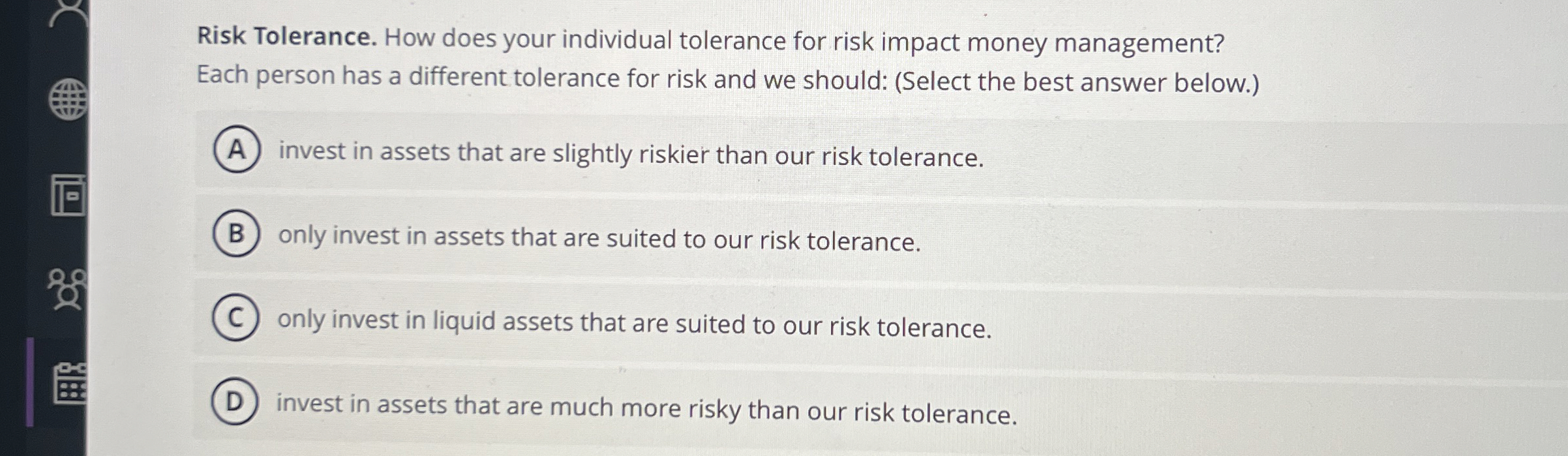 Solved Risk Tolerance. How does your individual tolerance | Chegg.com
