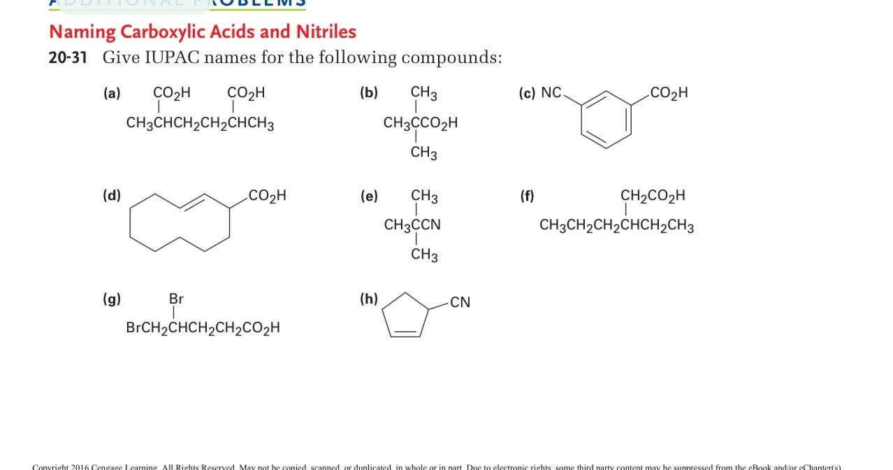 Solved Naming Carboxylic Acids and Nitriles20-31 ﻿Give IUPAC | Chegg.com