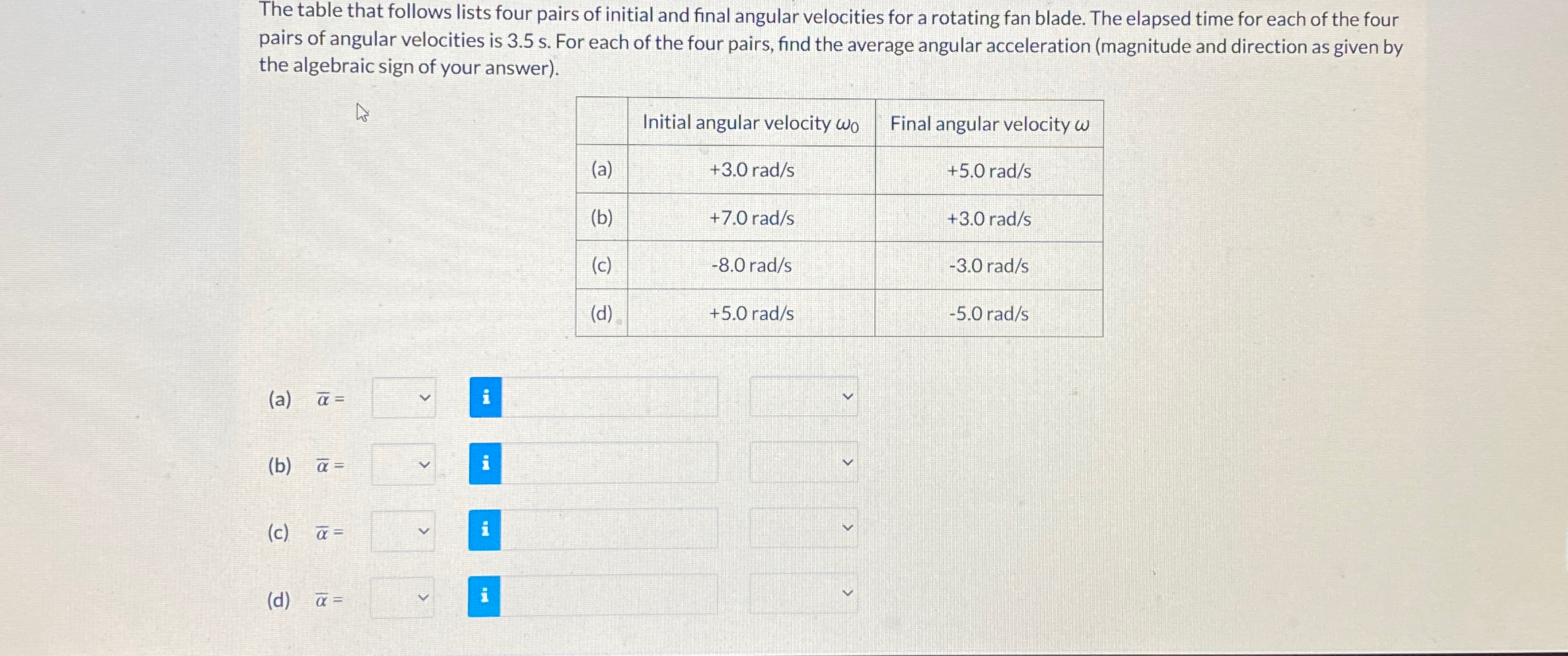 Solved The table that follows lists four pairs of initial | Chegg.com