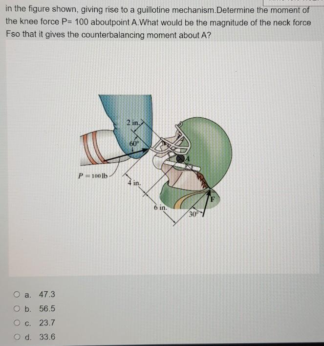 Solved in the figure shown, giving rise to a guillotine | Chegg.com