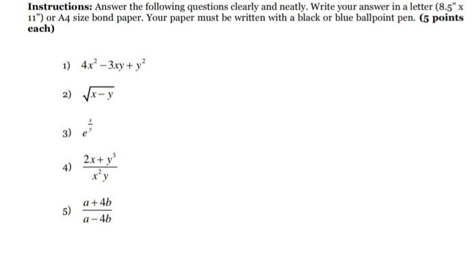 Solved Instruction: Solve each problem clearly and neatly. | Chegg.com
