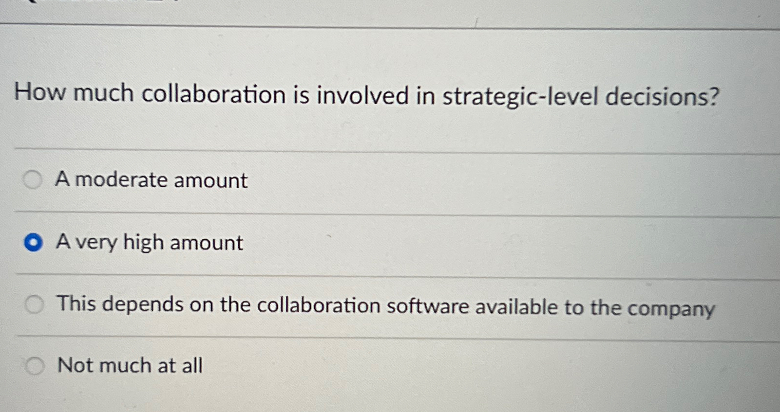 Solved How much collaboration is involved in strategic-level | Chegg.com