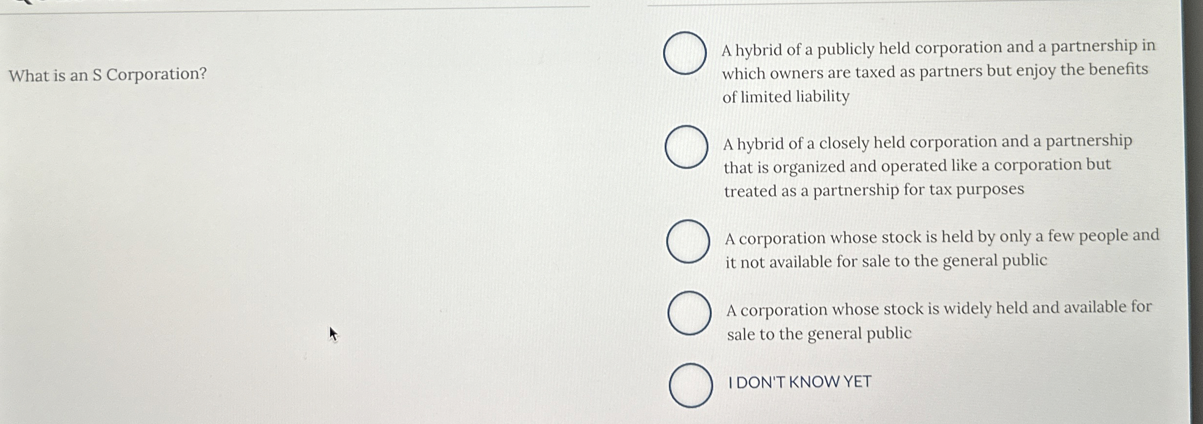 Solved A hybrid of a publicly held corporation and a | Chegg.com