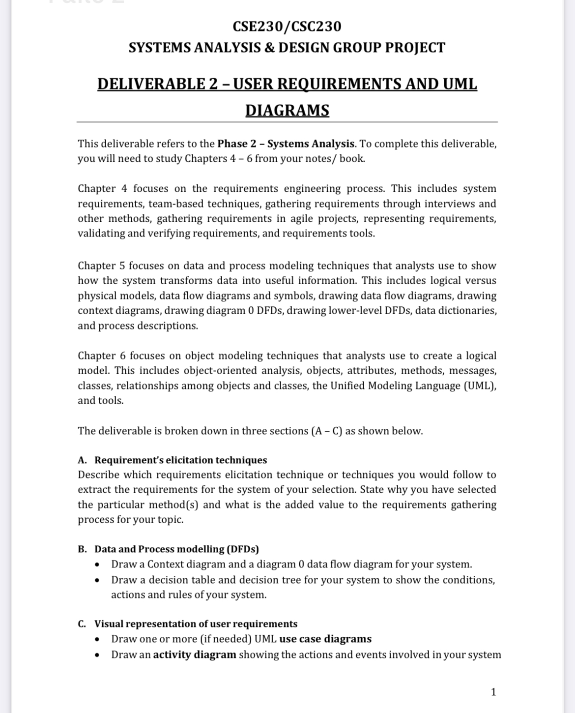 Solved CSE230/CSC230SYSTEMS ANALYSIS & DESIGN GROUP | Chegg.com