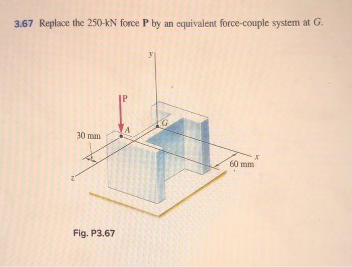 Solved 3.67 Replace the 250−kN force P by an equivalent | Chegg.com
