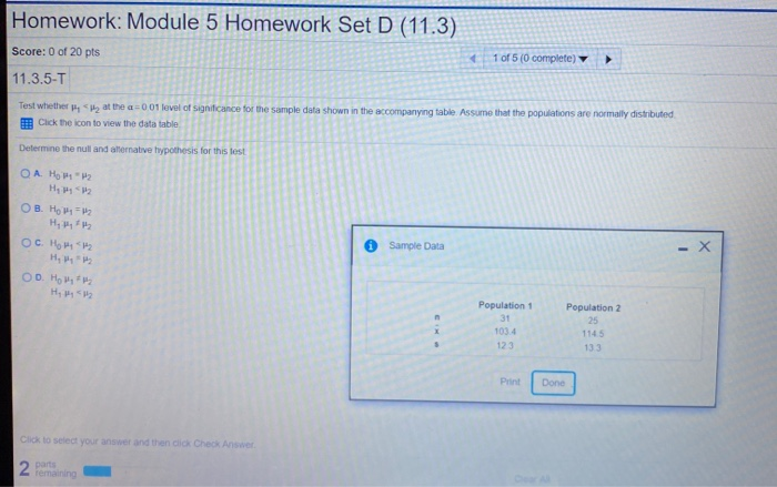 Solved Homework Module 5 Homework Set D 11 3 Score 0 Of