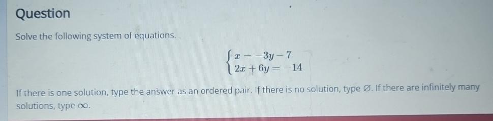 Solved QuestionSolve the following system of | Chegg.com