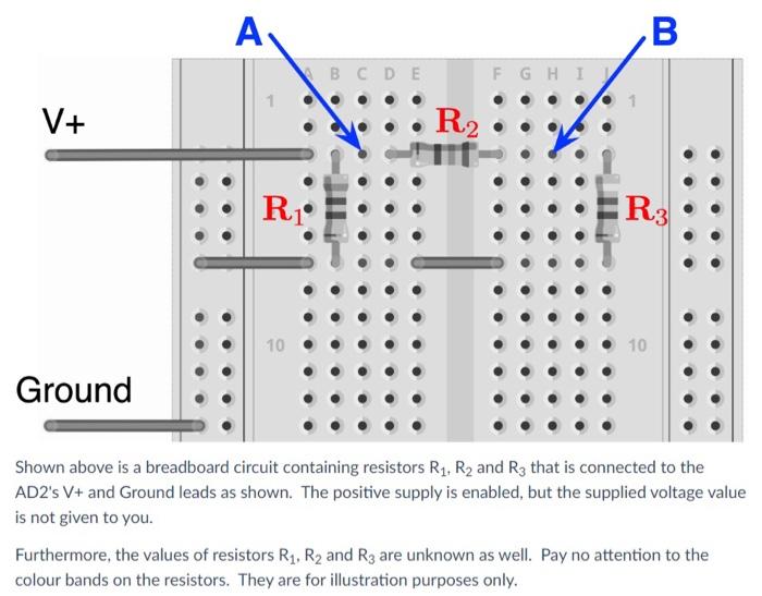 Solved Shown above is a breadboard circuit containing | Chegg.com