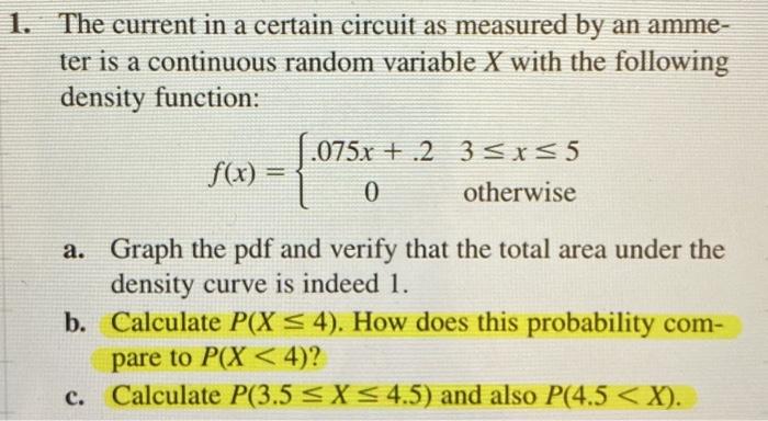 Solved The current in a certain circuit as measured by an | Chegg.com