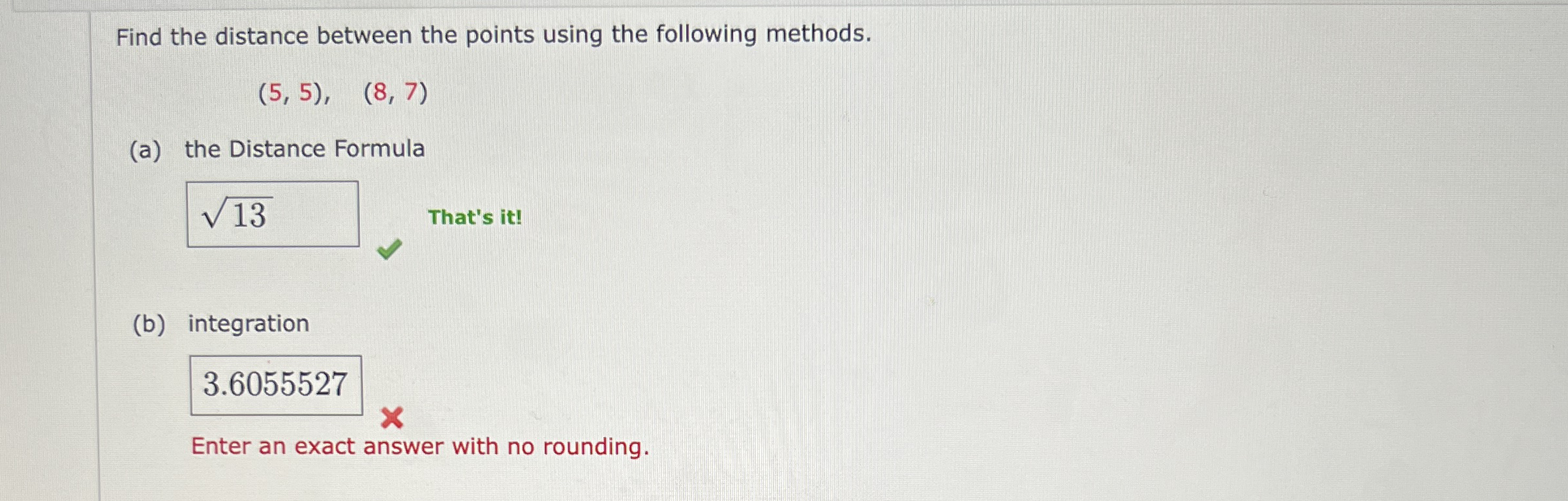 Solved Find the distance between the points using the | Chegg.com