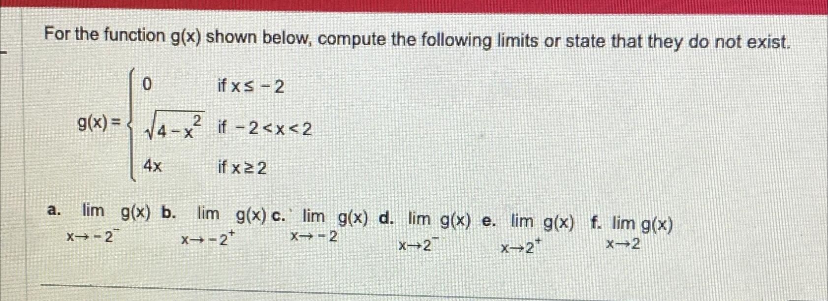Solved For the function g(x) ﻿shown below, compute the | Chegg.com