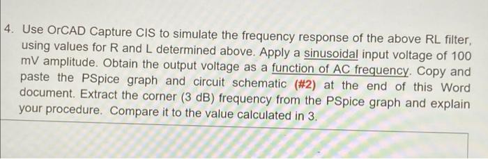 Solved Experiment 3 - Frequency response of RL filter Vout R | Chegg.com