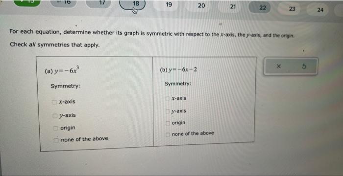 Solved For each equation, determine whether its graph is | Chegg.com