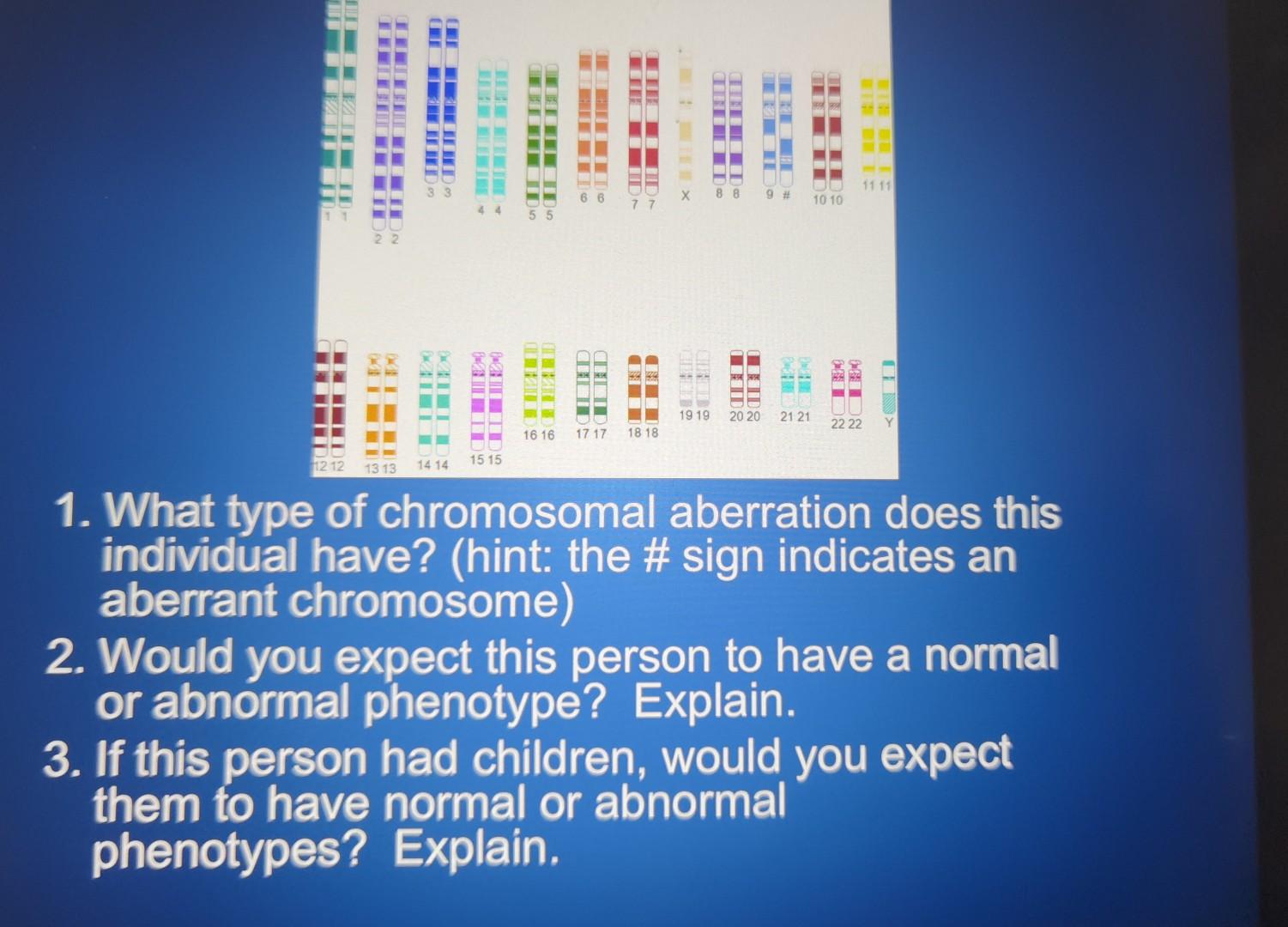 Solved 1. What type of chromosomal aberration does this | Chegg.com
