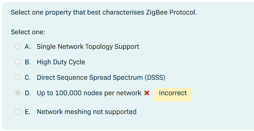 Solved Select one property that best characterises ZigBee | Chegg.com