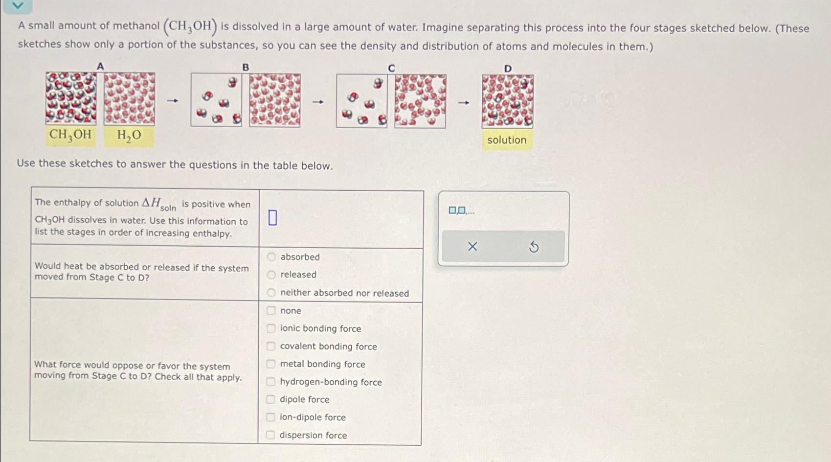 Solved A small amount of methanol (CH_(3)OH) is dissolved in | Chegg.com