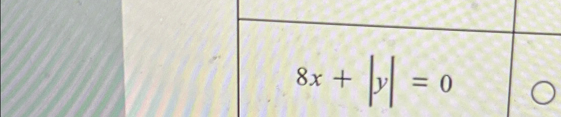 Solved solve for y 8x+|y|=0 | Chegg.com