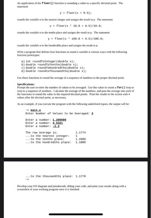 Solved An application of the f loor () function is rounding | Chegg.com