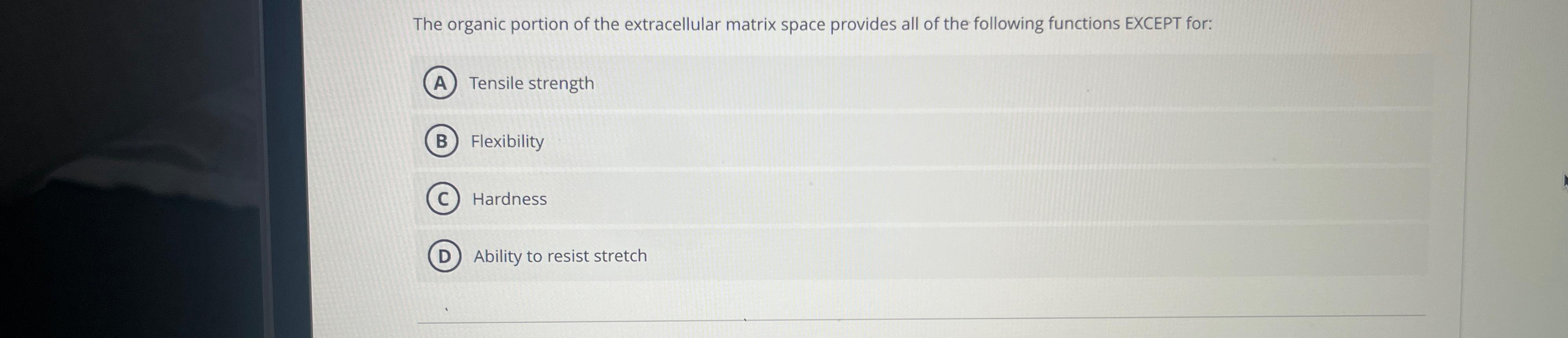 Solved The organic portion of the extracellular matrix space | Chegg.com
