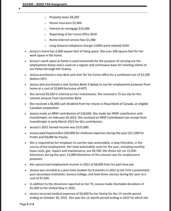 Solved ACC400 CanTax Assignment Personal Tax Return T1 2022 | Chegg.com